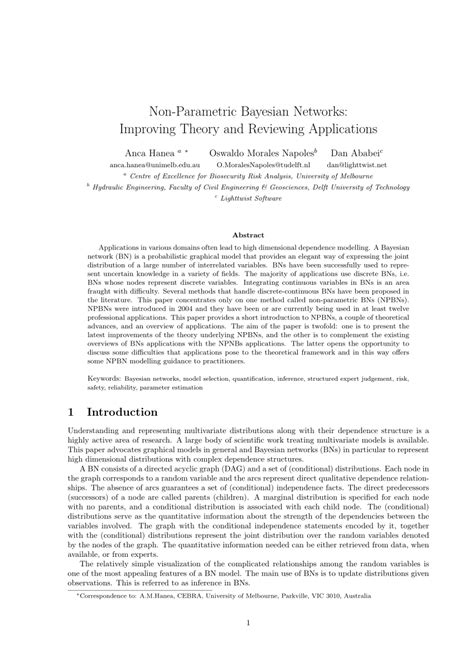 PDF Non Parametric Bayesian Networks Improving Theory And Reviewing