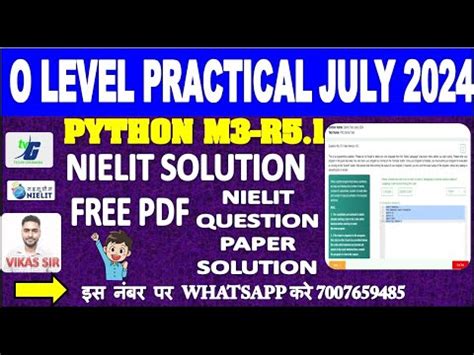 PYTHON Nielit Demo Question Solution | O Level Practical Paper 2024 | Live Solution Free Pdf ...