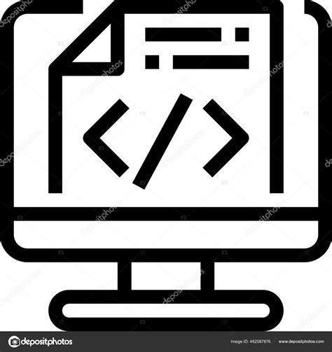 Kode Ikon Komputer Dalam Gaya Outline Vektor Stok Oleh ©iconfinder