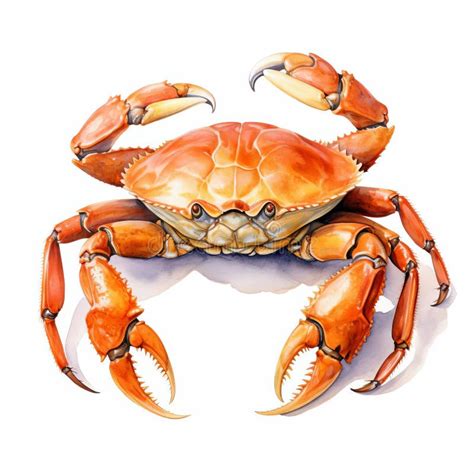 Realistic Life Drawing Of Full Body Crab On White Background Stock