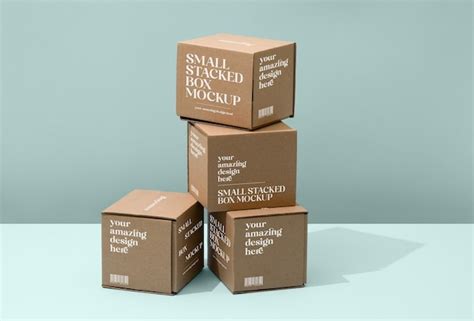 Small Stacked Boxes Mockup Premium Psd