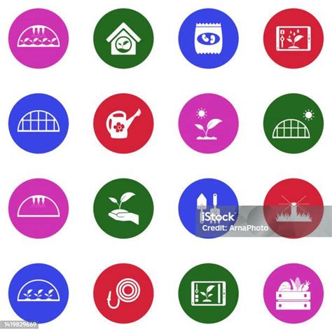 온실 아이콘 원형의 화이트 플랫 디자인 벡터 일러스트레이션 과일에 대한 스톡 벡터 아트 및 기타 이미지 과일 농업 농장