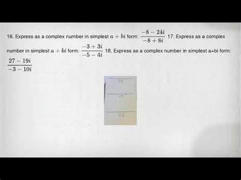 16 Express As A Complex Number In Simplest Abi Form 8 24i 88i