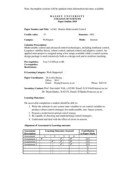 Note Incomplete Sections Will Be Updated When Information