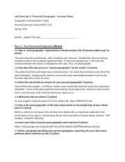 GeoComm Lab 4 Walter Thornton Doc Lab Exercise 4 Personal Geography Answer Sheet Geographic