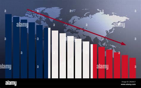 France Flag On Bar Chart Concept With Decreasing Values Concept Of Economic Crisis Politics