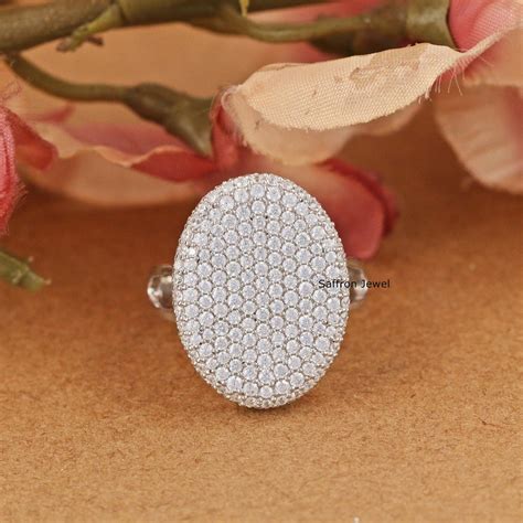 Twilight Bella Ring In 14k Solid White Gold Oval Shaped Cluster Engagement Ring Round