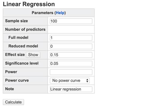 11 Software Interface For Power Analysis For Linear Regression Download Scientific Diagram