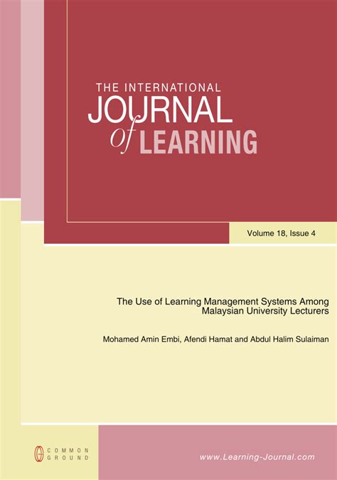 Pdf The Use Of Learning Management Systems Among Malaysian University Lecturers