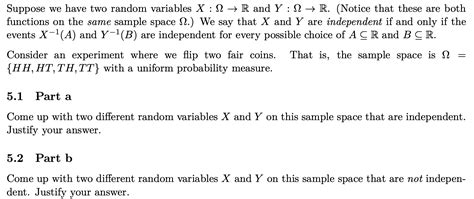 Solved Suppose We Have Two Random Variables XΩ→r ﻿and