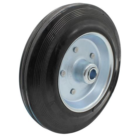 Winmore Hardware Rubber Tyred Steel Centered Wheel 200mm Black Mitre10