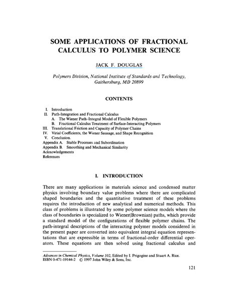 Pdf Polymer Science Applications Of Path Integration Integral Equations And Fractional Calculus