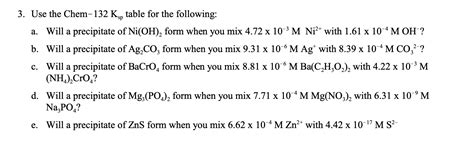 Solved Use The Chem 132 Ksp ﻿table For The Following A