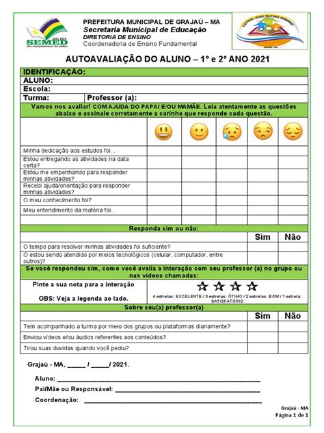 Auto Avaliação Anos Iniciais Pdf