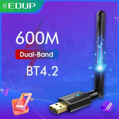 Jual Preorder Edup 600m Usb Wifi Blue Tooth Adapter Bt4 2 Dual Band 2 4ghz 5ghz Wireless Network
