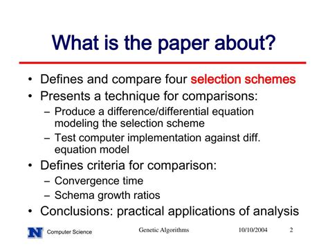 Ppt A Comparative Analysis Of Selection Schemes Used In Genetic Algorithms Powerpoint