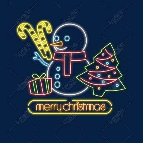 크리스마스 네온 튜브 적 열하는 크리스마스 트리 눈사람 요소 무료 그림 Png 일러스트 무료 다운로드 Lovepik
