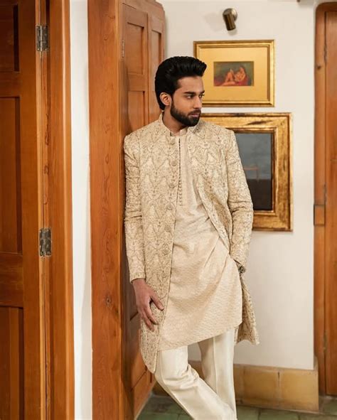 Cream Color Sherwani Champagne Gold Sherwani Pakistani Sherwani