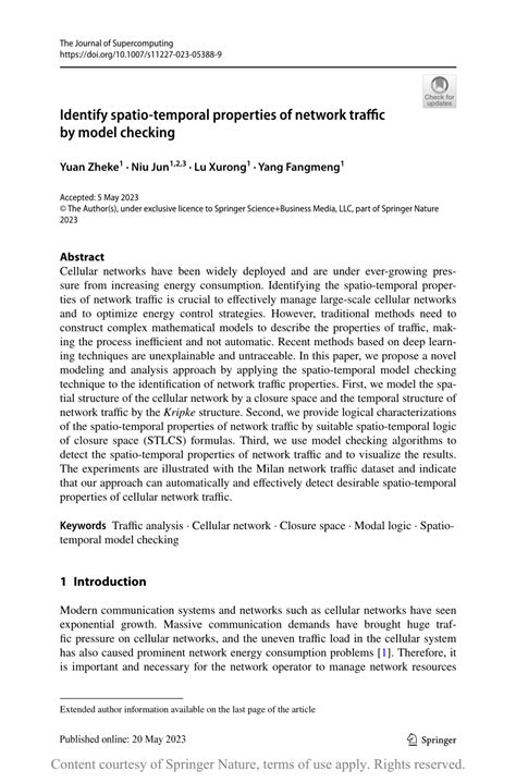 Identify Spatio Temporal Properties Of Network Traffic By Model Checking