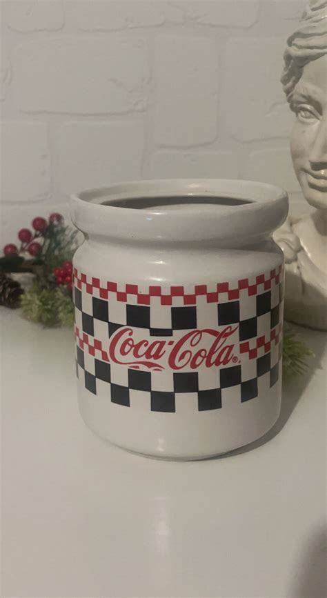 Vintage Checker Pattern Coca Cola Canister Etsy