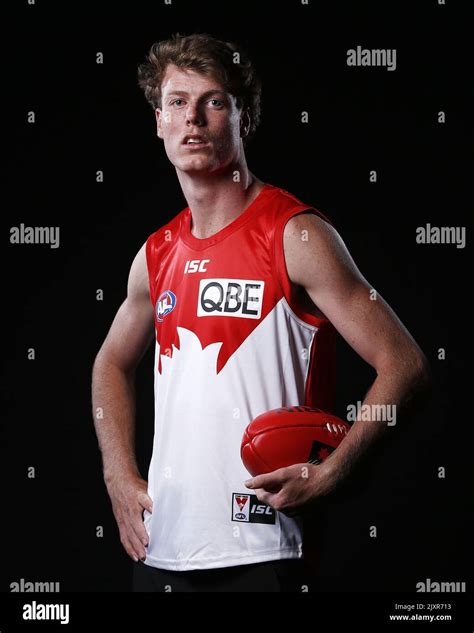 Number 10 Draft Pick Nick Blakey Of The Swans Poses For A Photograph During The 2018 Afl Draft