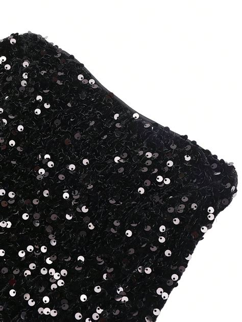 Lace Up Backless Sequin Prom Dress Shein Usa