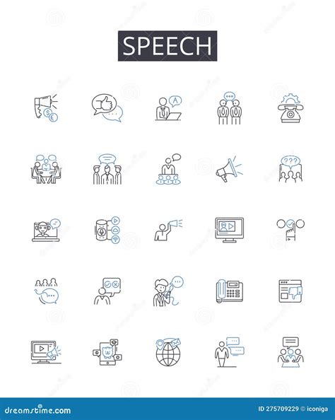 Speech Line Icons Collection Delivery Oratory Discourse