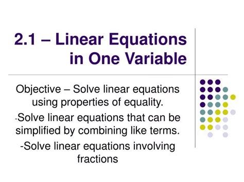 PPT Linear Equations In One Variable PowerPoint Presentation ID