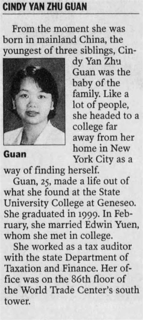 Cindy Yan Zhu Guan 1976 2001 Find A Grave äreminne