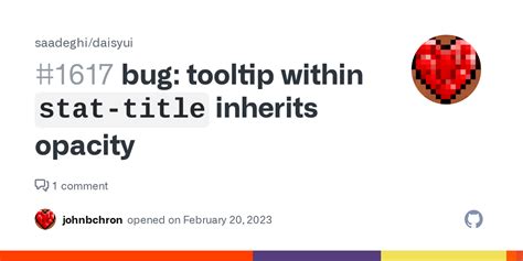 Bug Tooltip Within `stat Title` Inherits Opacity · Issue 1617 · Saadeghidaisyui · Github