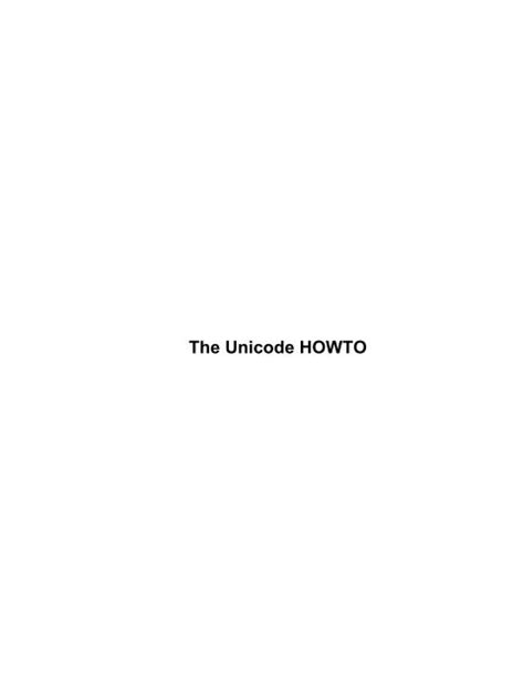 The Unicode Howto The Linux Documentation Project