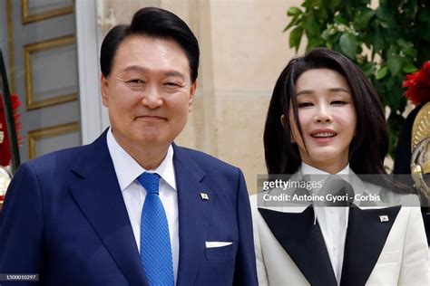 South Korean President Yoon Suk Yeol And His Wife Kim Keon Hee Pose