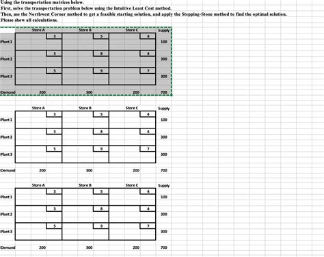 answered using the transportation matrices… bartleby