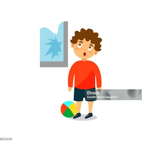 귀여운 작은 깡패 소년 추락 흰색 배경에 볼 벡터 일러스트 레이 션과 창 아이에 대한 스톡 벡터 아트 및 기타 이미지 아이 개성 개념 교육 Istock