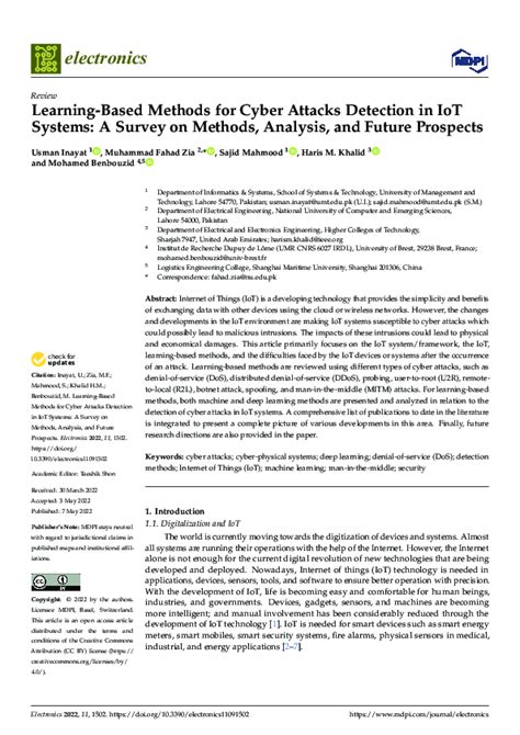 pdf learning based methods for cyber attacks detection in iot systems