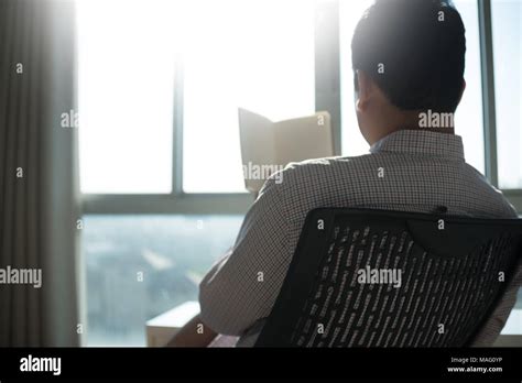 Man Smiling Relaxing And Enjoying Sky The Window Man Keeping Eyes Closed Relaxation Stock Photo