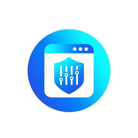 Security Settings Icon With Shield For Web Stock Vector Illustration