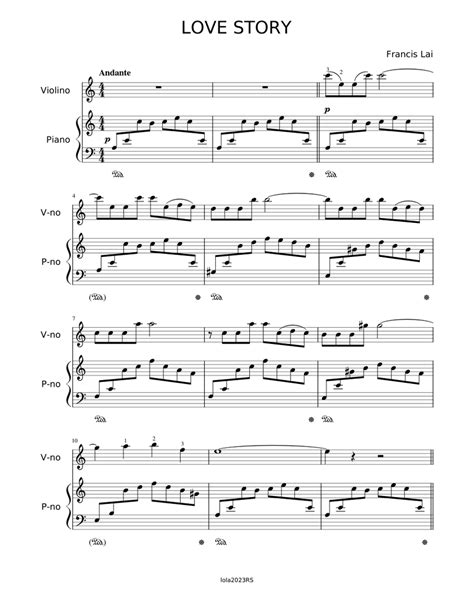 Love Story Francis Lai Sheet Music For Piano Violin Mixed Duet
