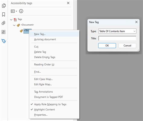 Tagging Table Of Contents In Adobe Acrobat Pro Help Illinois State