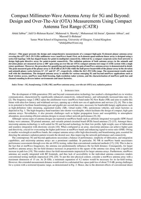 Pdf Compact Millimeter Wave Antenna Array For 5g And Beyond Design And Over The Air Ota