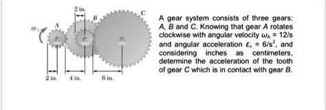 2 In C B A 2 In 4 In 6 In A Gear System Consists Of Three Gears A B And C Knowing That