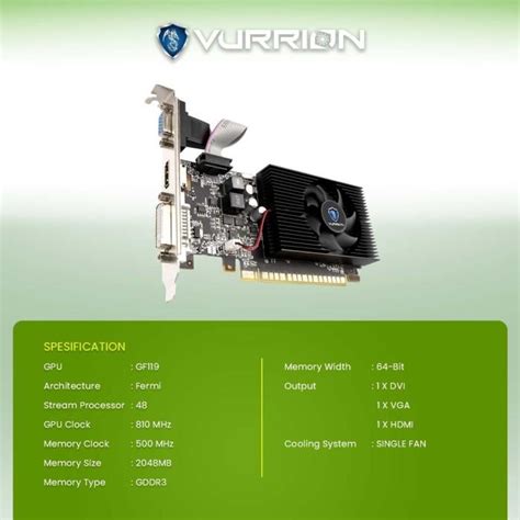 Jual VGA AGS VURRION NVIDIA GT610 LP 2GB GDDR3 64BIT REAL CAPACITY Shopee Indonesia
