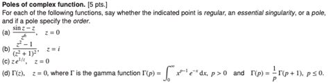 Solved Poles Of Complex Function 5 Pts For Each Of The