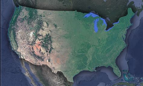 United States Map And Satellite Image Large Canvas Wraps Current