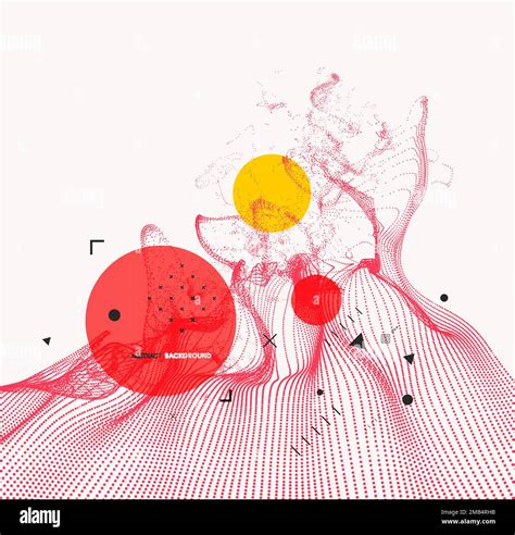array with dynamic emitted particles water splash imitation abstract
