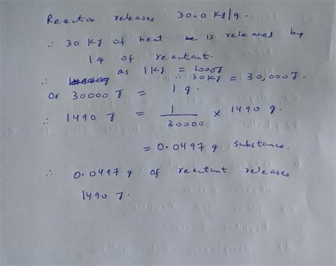 Solved A Certain Chemical Reaction Releases 30 0 KJg Of Heat For Each