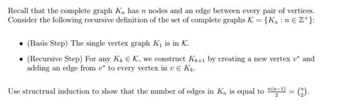 Solved Recall That The Complete Graph Kn Has N Nodes And An Chegg Com