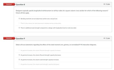 Solved Incorrect Question 2 02 Pts Columns With Dimensions