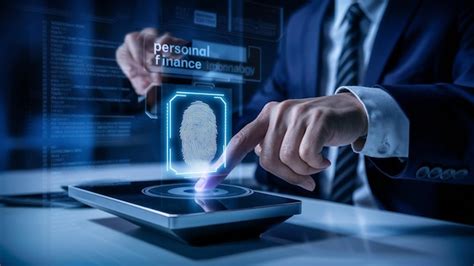 Businessman Using Fingerprint Indentification To Access Personal Financial Data Ekyc Biometrics