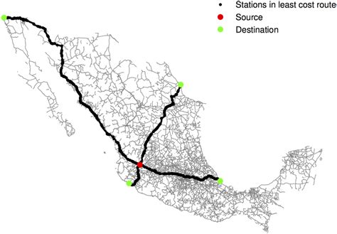 Road Network Mexicos Road Network And An Example Of Dijkstras Least Download Scientific